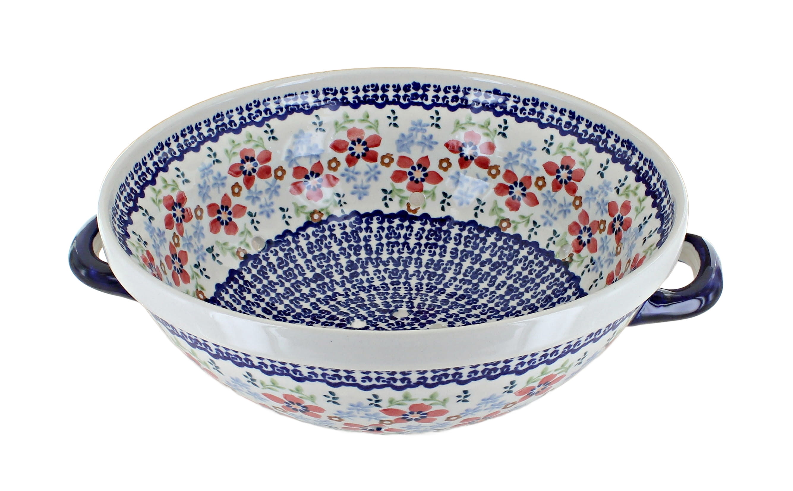 Blue Rose Polish Pottery Red Poppy Colander - Walmart.com