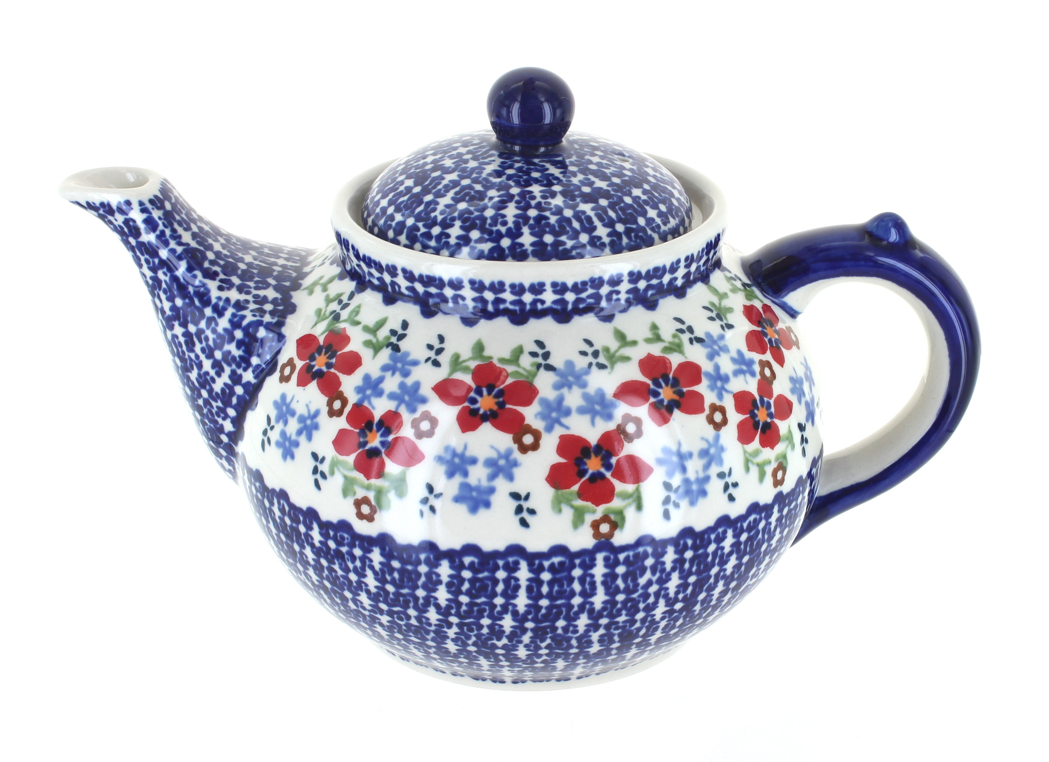 Blue Rose Polish Pottery Red Poppy Teapot - Walmart.com