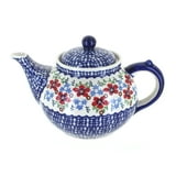 Blue Rose Polish Pottery Red Poppy Teapot - Walmart.com
