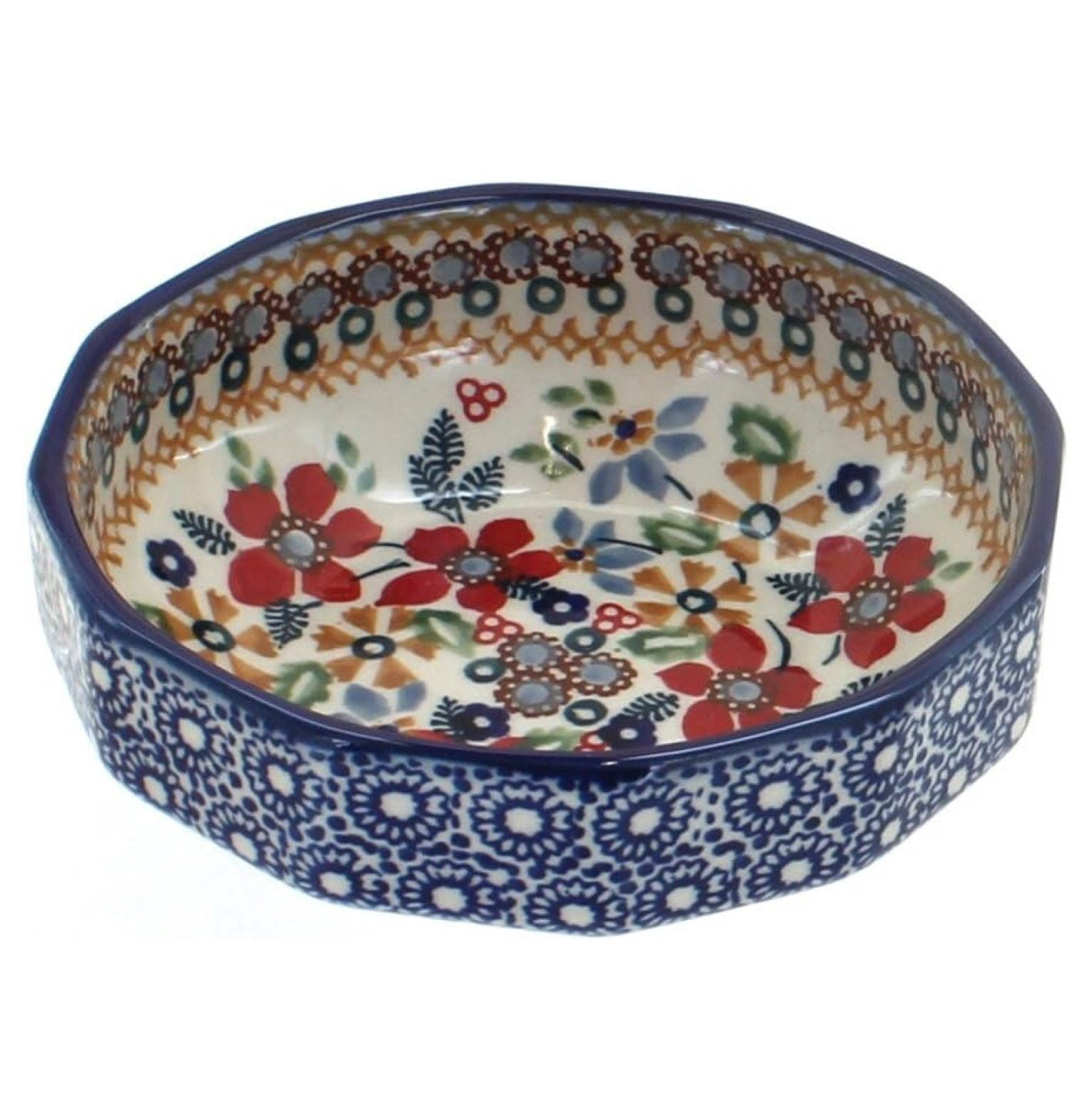Blue Rose Polish Pottery Red Small Angular Bowl - Walmart.com