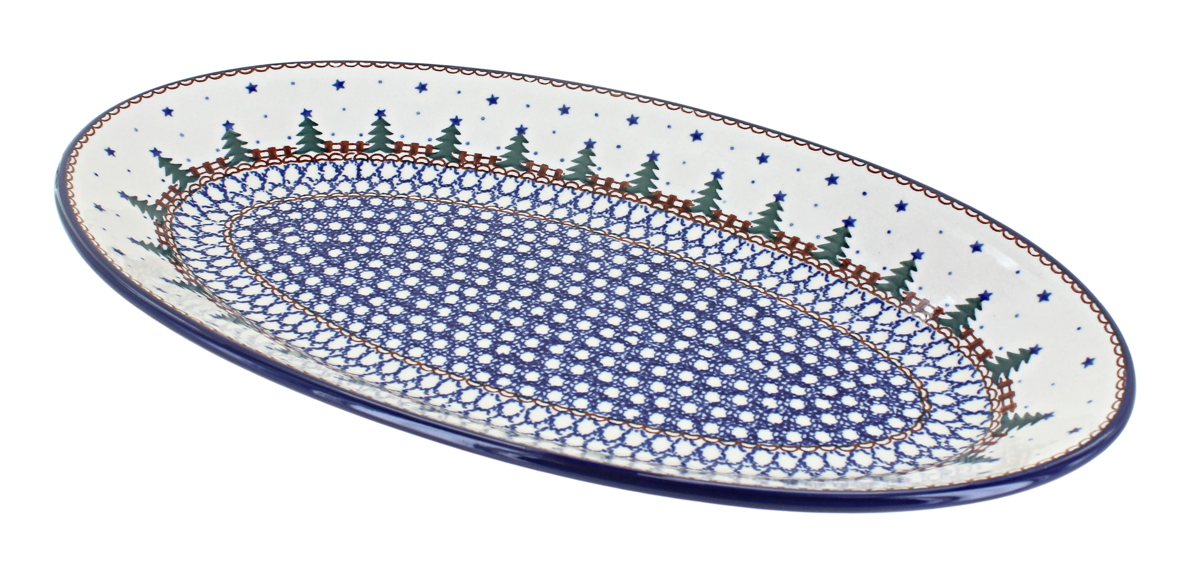 Blue Rose Polish Pottery Rustic Pines Oval Platter - Walmart.com