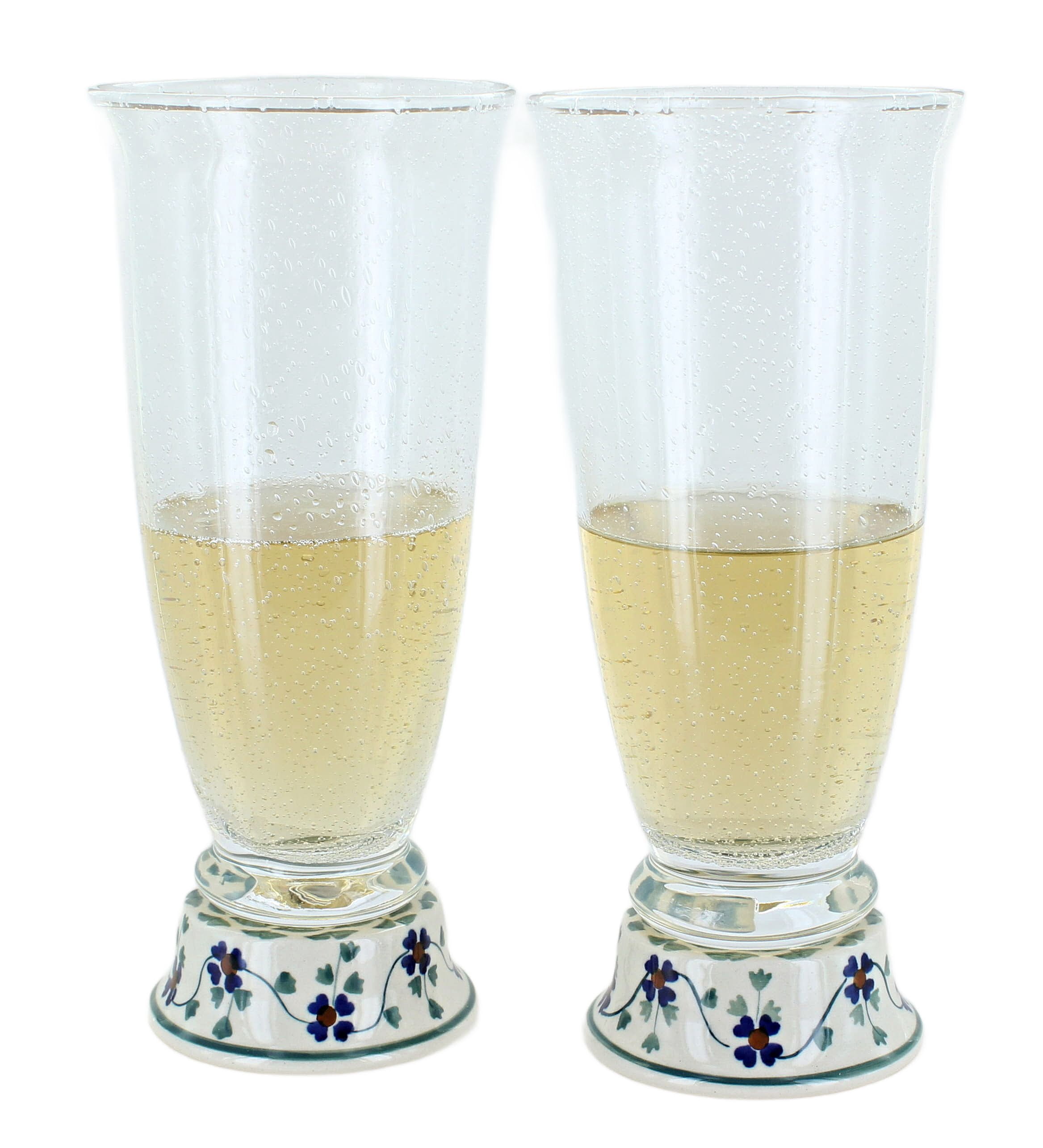 Blue Rose Polish Pottery Sage Floral 2 Piece Beer Glass Set - Walmart.com