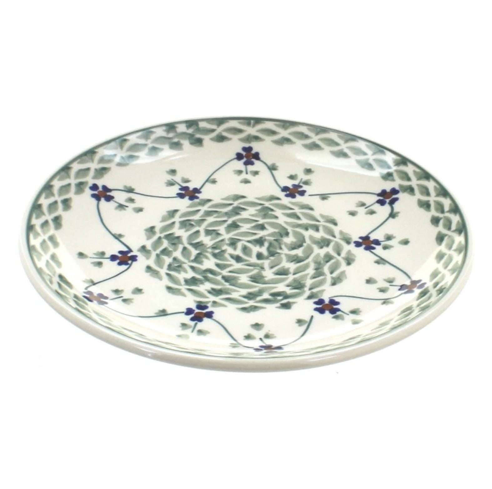 Blue Rose Polish Pottery Sage Floral Dessert Plate - Walmart.com
