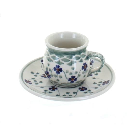 Blue Rose Polish Pottery Sage Floral Espresso Cup & Saucer - Walmart.com