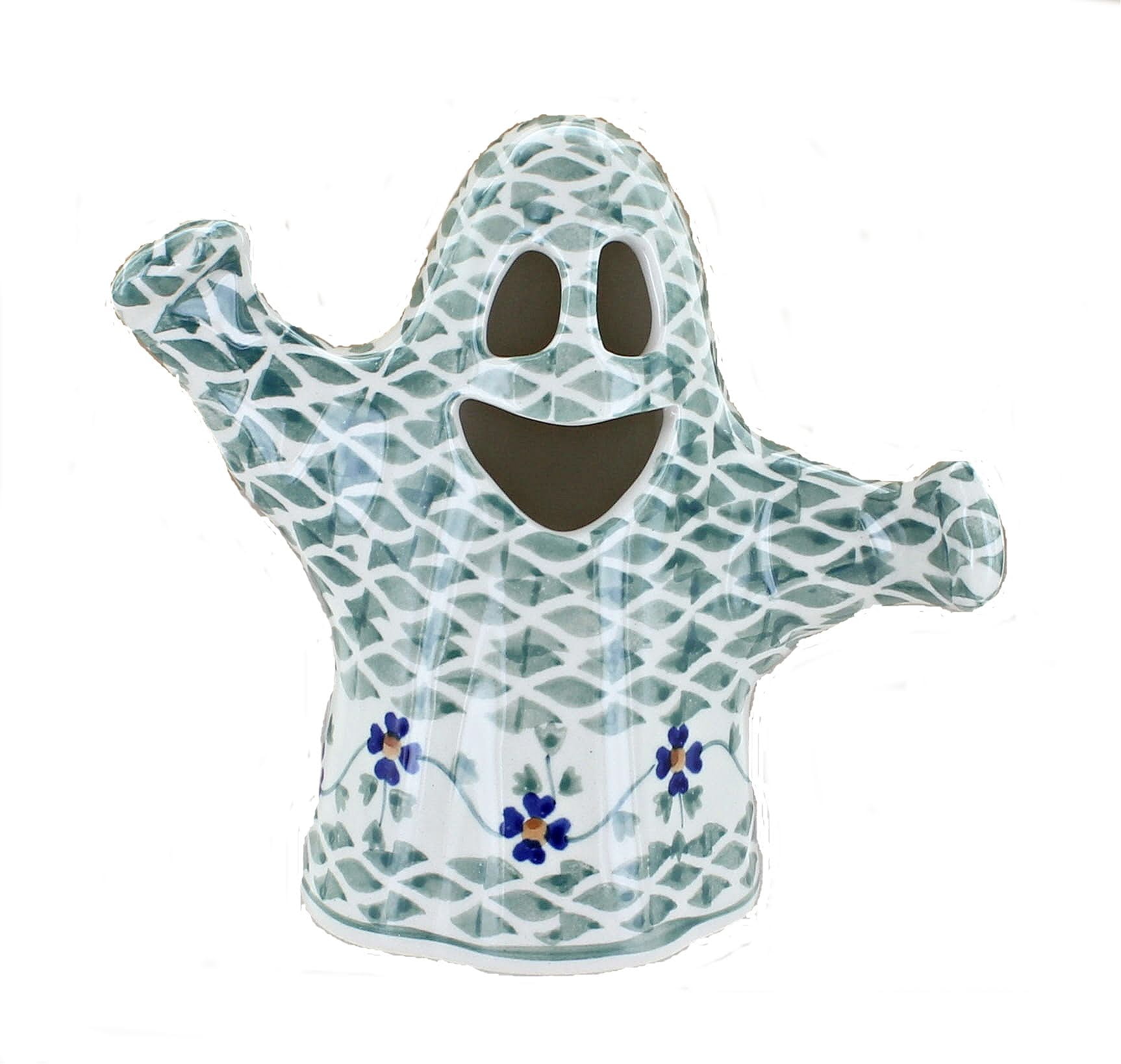 Blue Rose Polish Pottery Sage Floral Ghost Luminary - Walmart.com