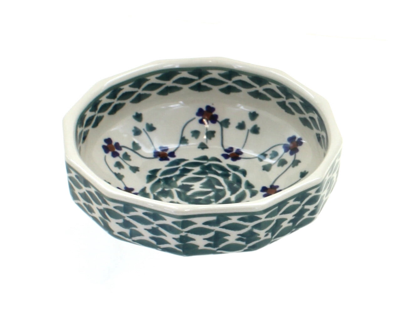 Blue Rose Polish Pottery Sage Floral Small Angular Bowl - Walmart.com
