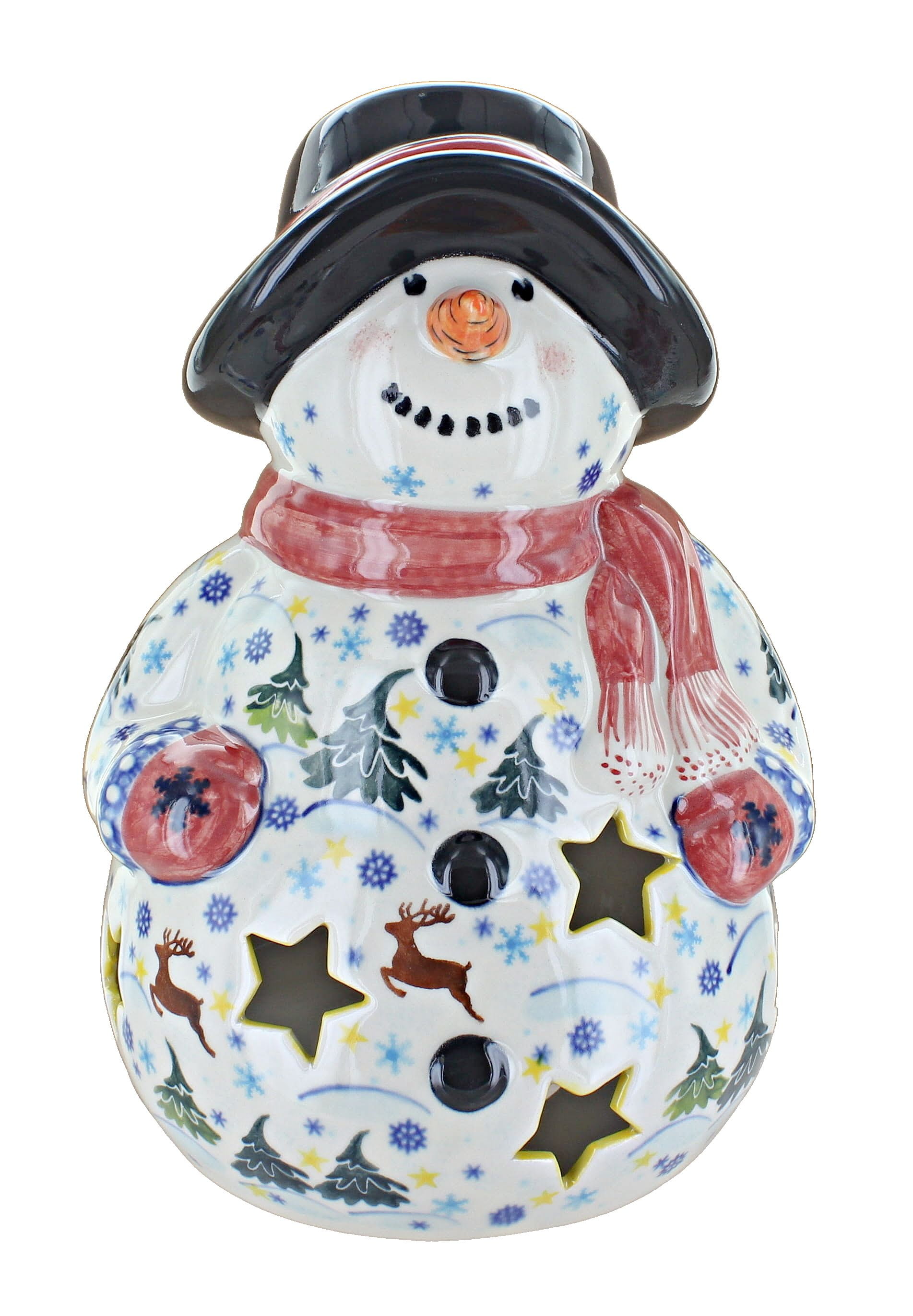 Blue Rose Polish Pottery Santa's Helper Snowman Luminary - Walmart.com