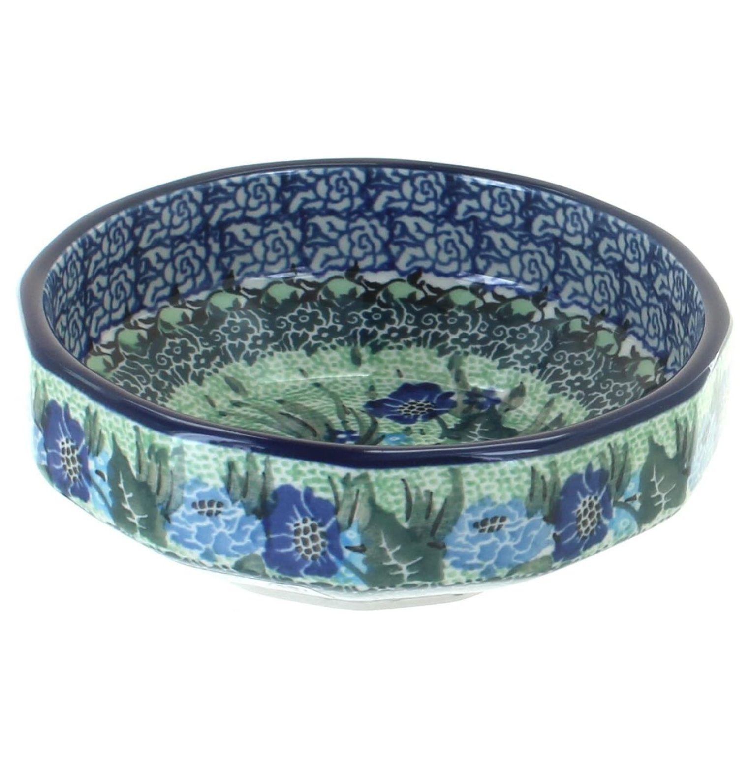 Blue Rose Polish Pottery Sapphire Fields Small Angular Bowl - Walmart.com