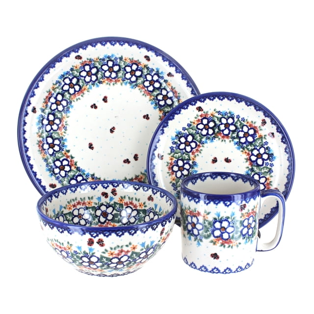 Blue Rose Polish Pottery Scarlett 16 Piece Dinner Set - Walmart ...
