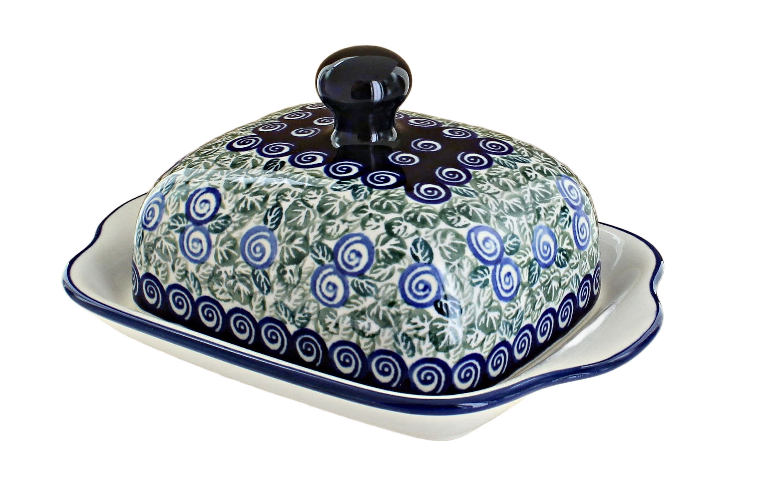 Blue Rose Polish Pottery Seaside Swirl Square Butter Dish - Walmart.com