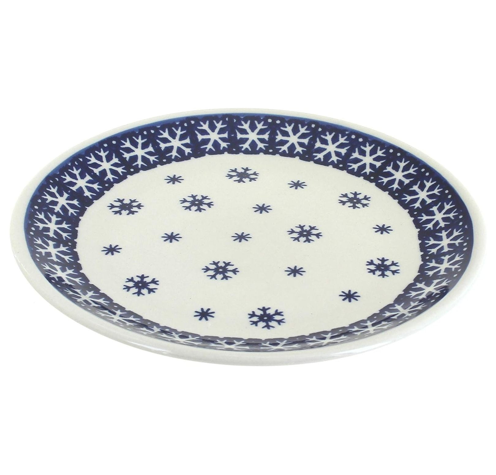 Blue Rose Polish Pottery Snow Flurry Dessert Plate - Walmart.com