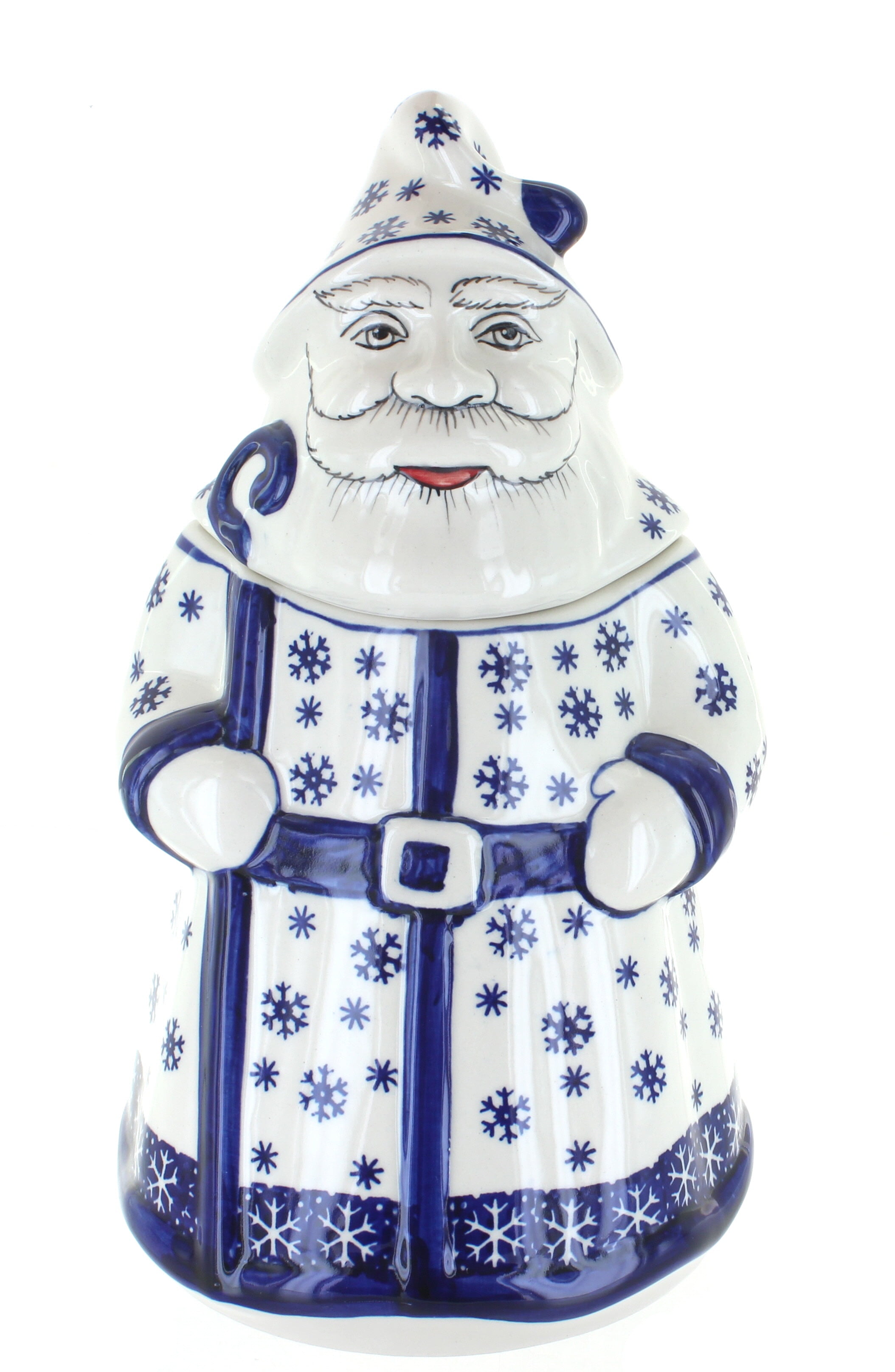 Blue Rose Polish Pottery Snow Flurry Santa Cookie Jar - Walmart.com