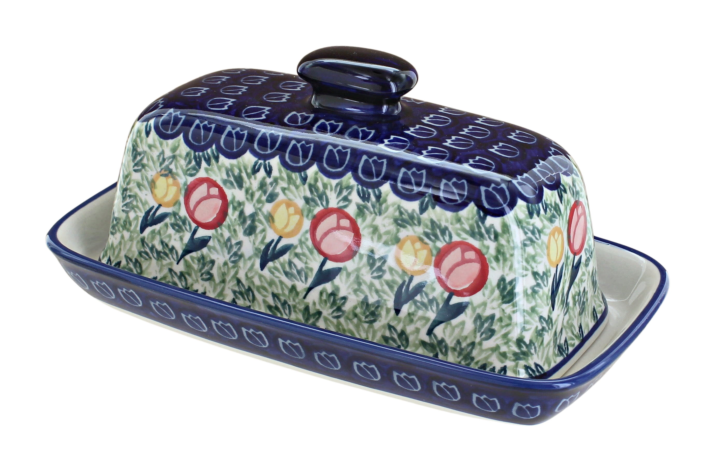 Blue Rose Polish Pottery Spring Beauty Butter Dish - Walmart.com