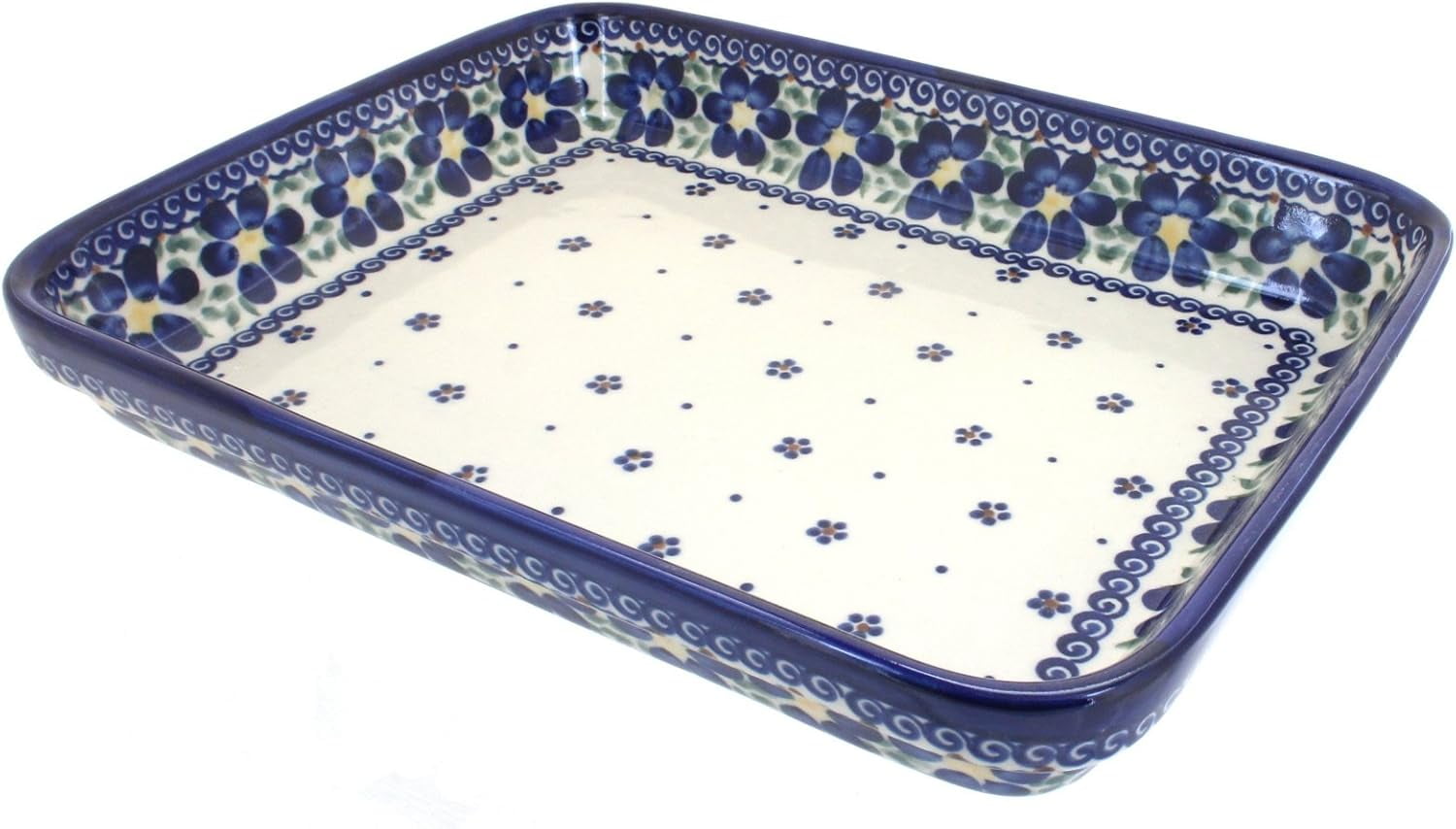 Blue Rose Polish Pottery Spring Blossom Medium Rectangular Baker - Walmart.com