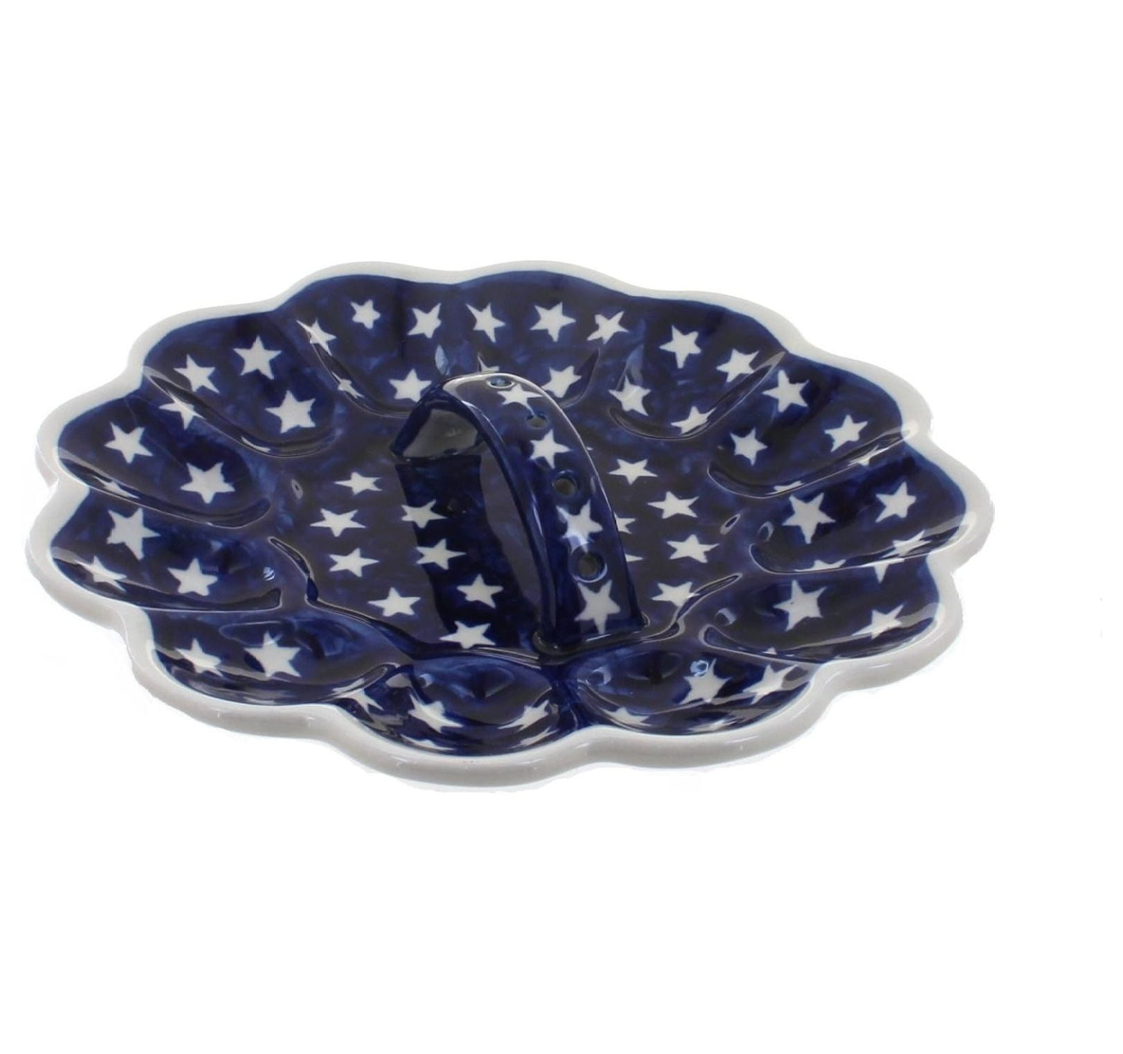 Blue Rose Polish Pottery Stars Egg Plate - Walmart.com