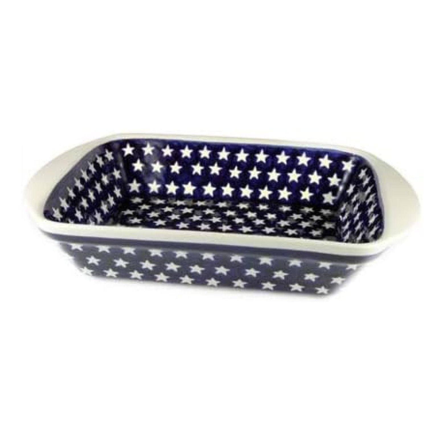 Blue Rose Polish Pottery Stars Large Rectangular Baker with Handles ...