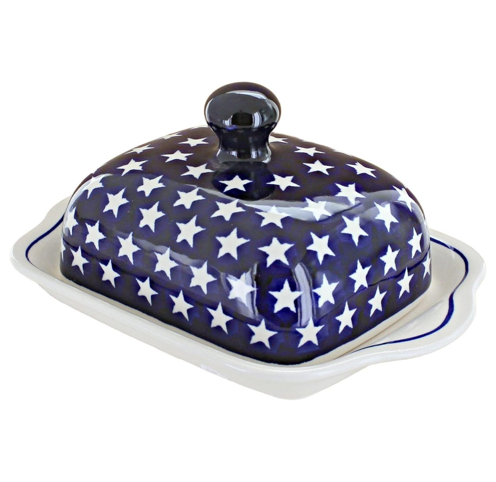 Blue Rose Polish Pottery Stars Square Butter Dish - Walmart.com
