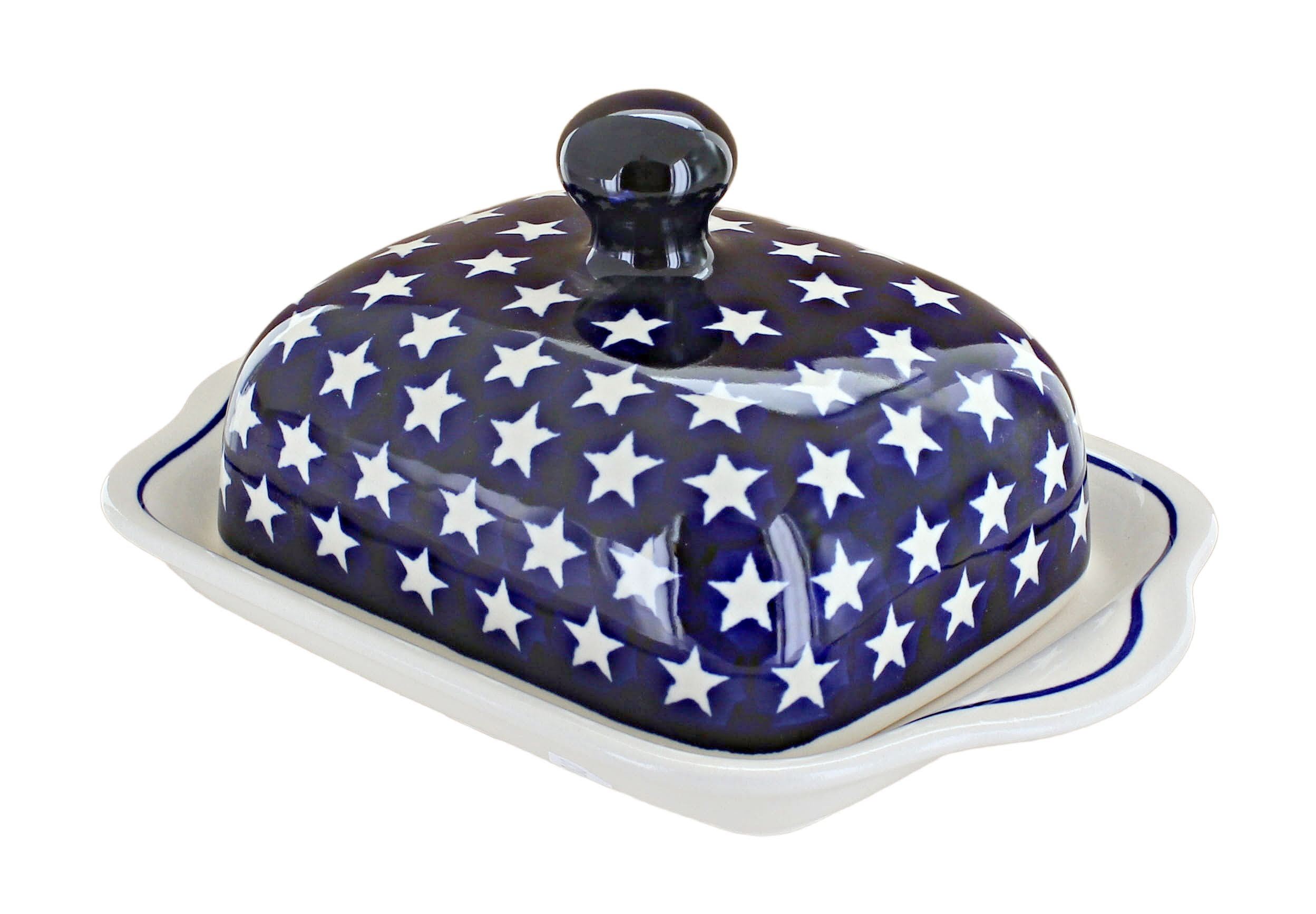 Blue Rose Polish Pottery Stars Square Butter Dish - Walmart.com
