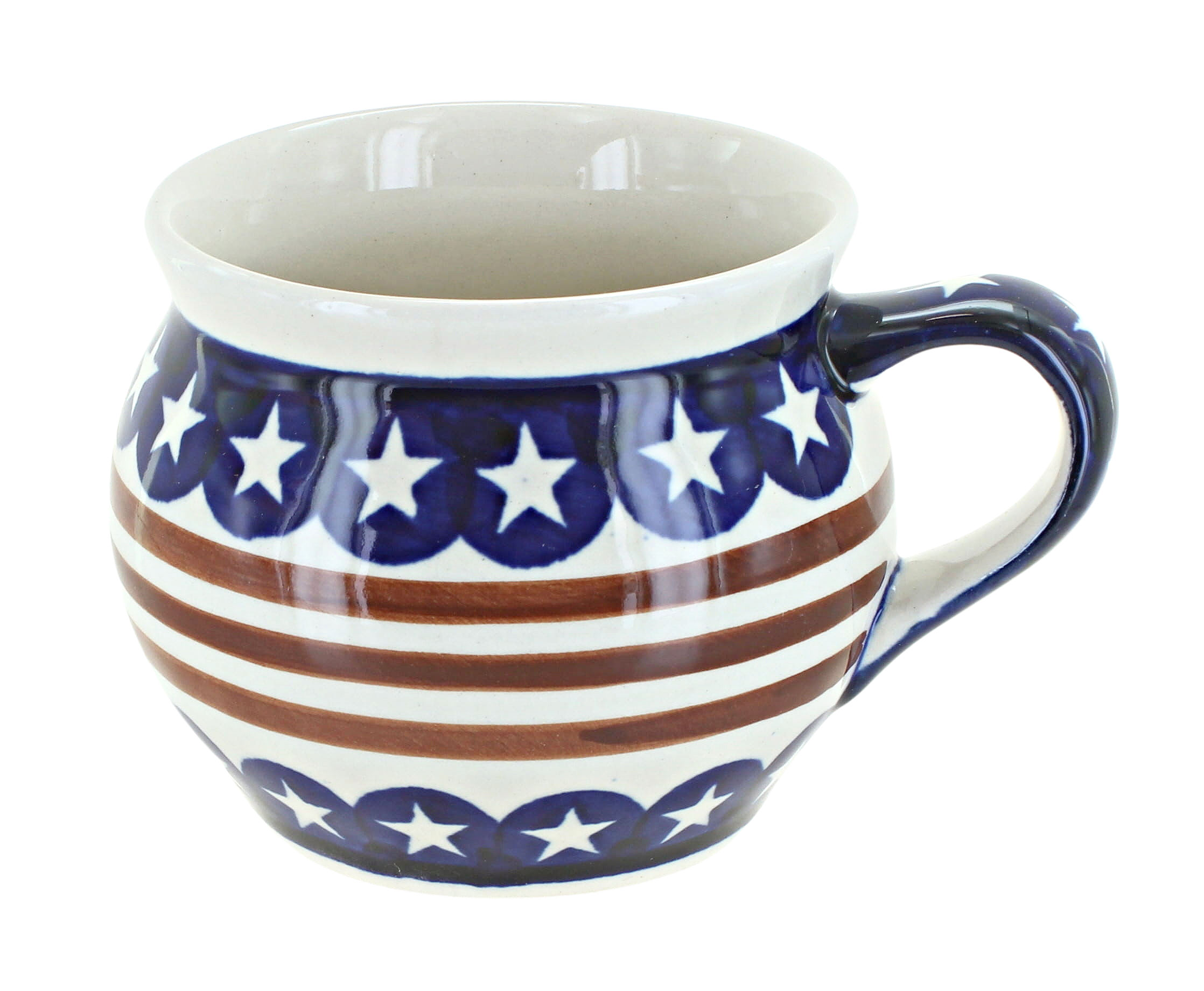 Blue Rose Polish Pottery Stars & Stripes Bell Shaped Mug - Walmart.com