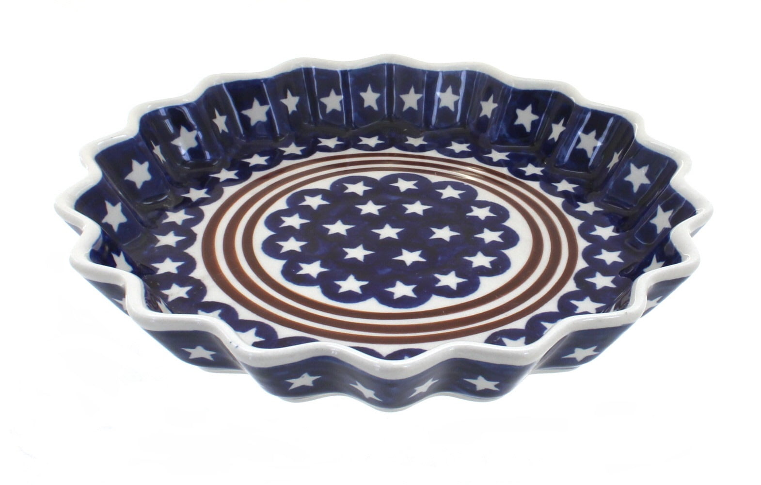 Blue Rose Polish Pottery Stars & Stripes Quiche Dish - Walmart.com