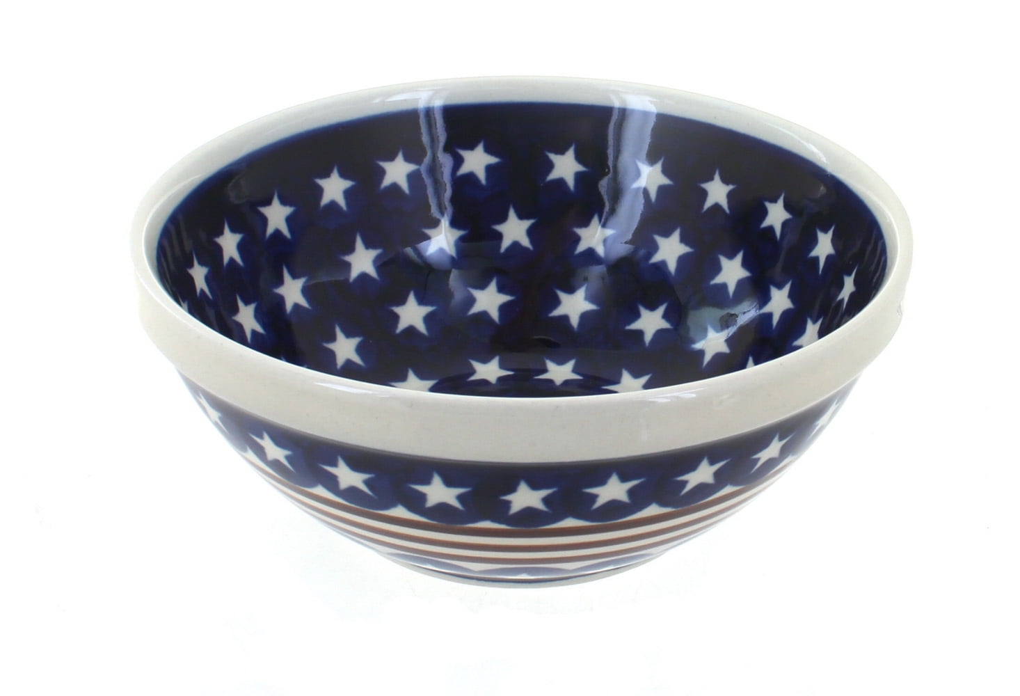 Blue Rose Polish Pottery Stars & Stripes Small Serving Bowl - Walmart.com