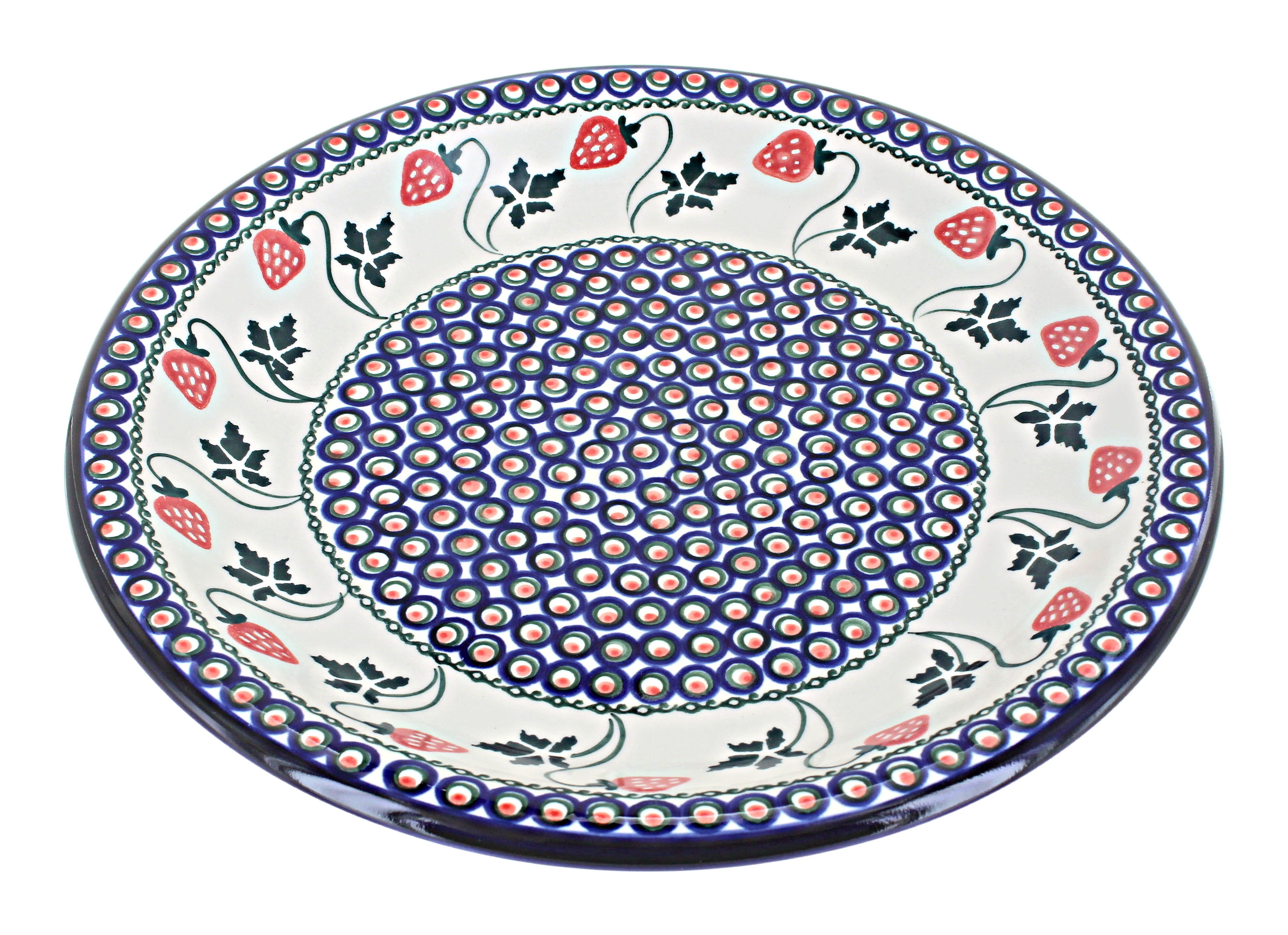 Blue Rose Polish Pottery Strawberry Delight Dinner Plate - Walmart.com
