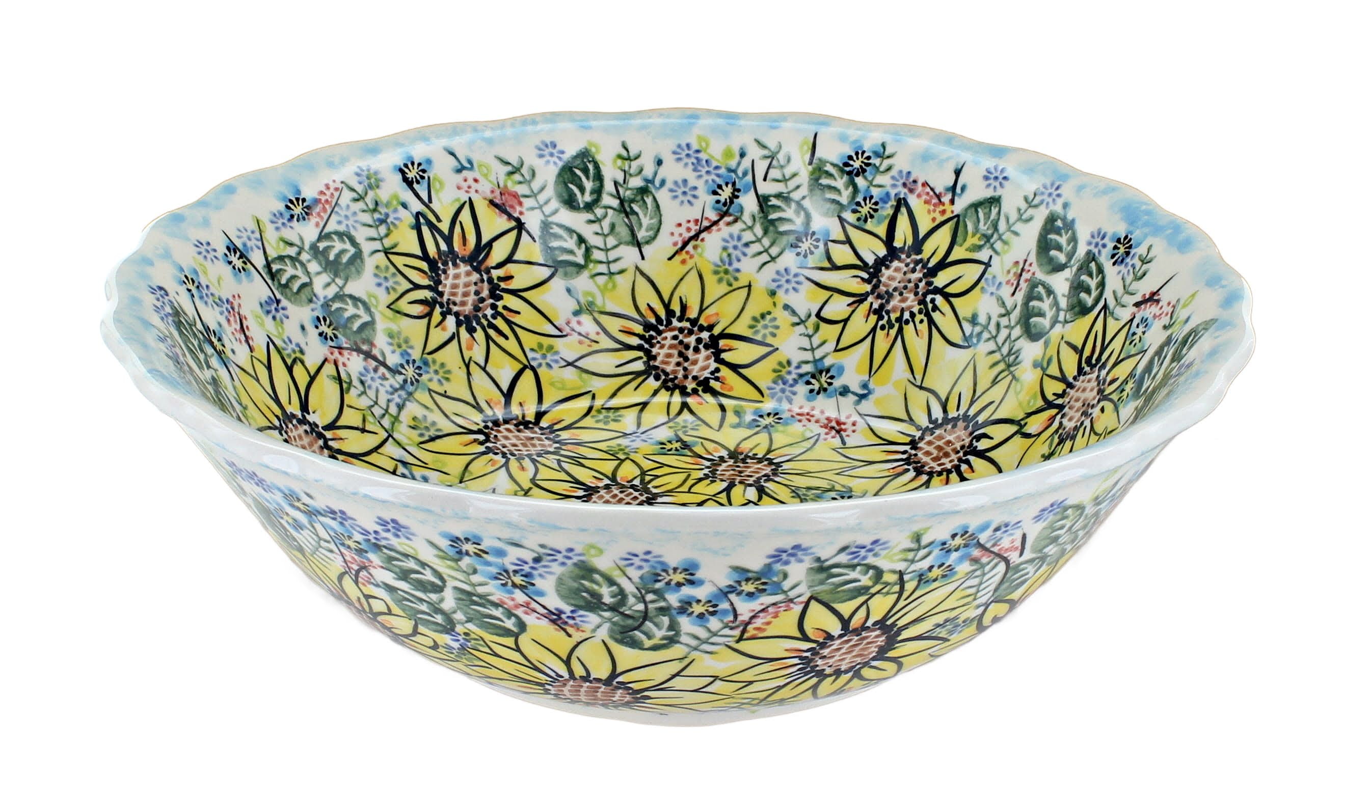 Blue Rose Polish Pottery Sunflower Maze Large Serving Bowl - Walmart.com