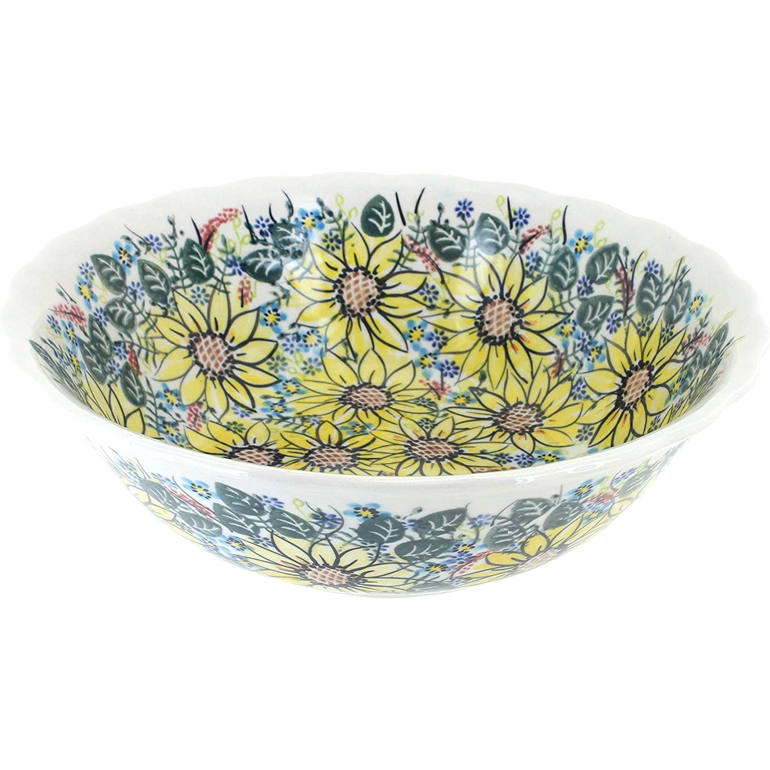 Blue Rose Polish Pottery Sunflower Maze Large Serving Bowl - Walmart.com