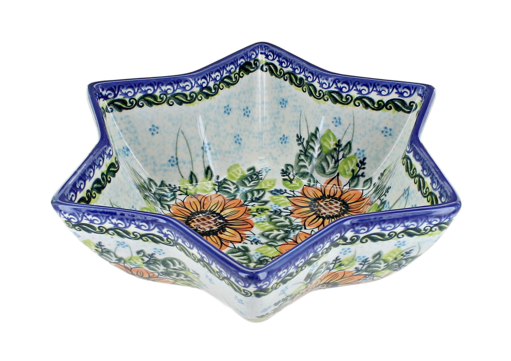 Blue Rose Polish Pottery Sunflower Splendor Star Bowl - Walmart.com