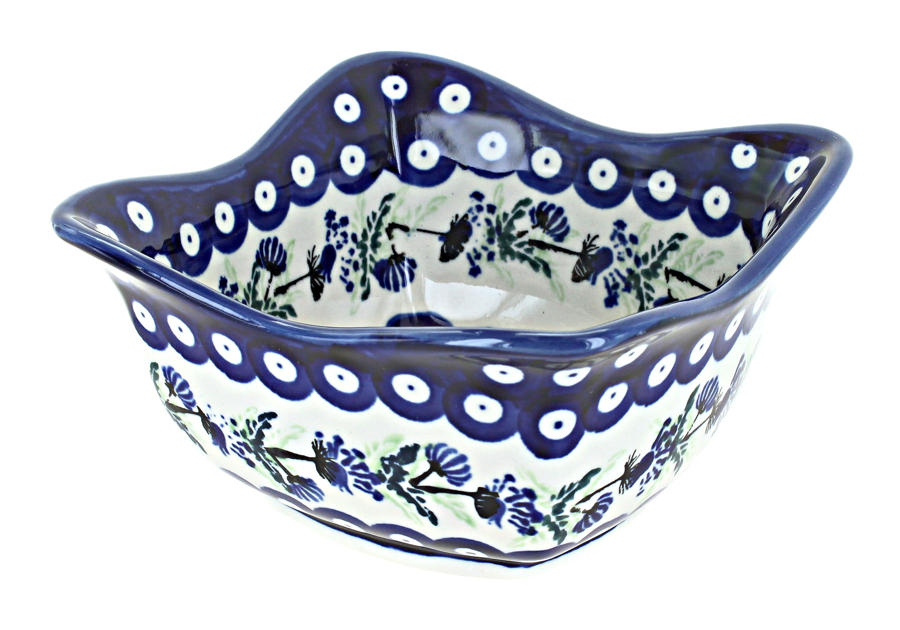 Blue Rose Polish Pottery Sweet Annie Medium Square Scallop Bowl - Walmart.com