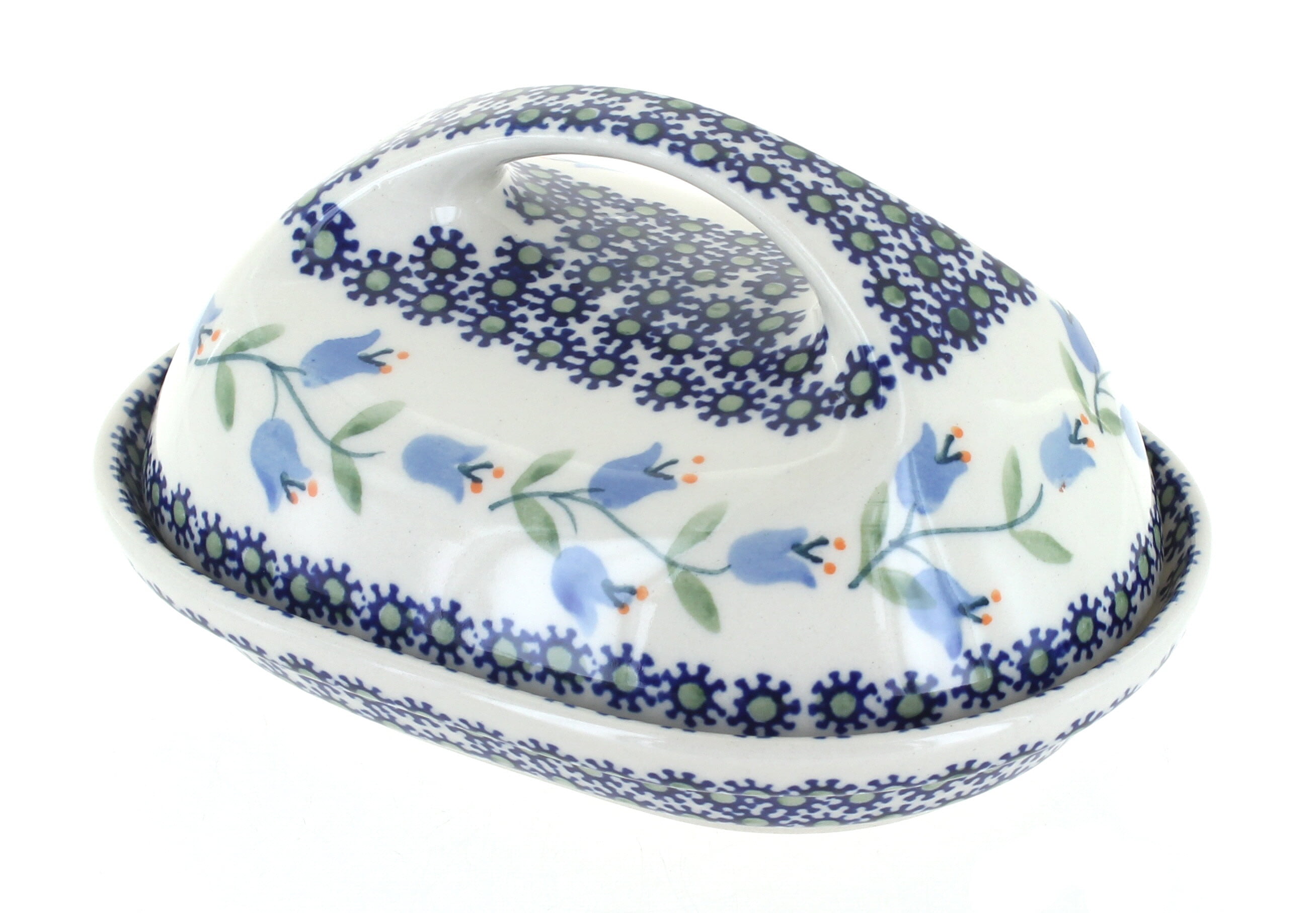 Blue Rose Polish Pottery Tulip Butter Dish with Handle - Walmart.com