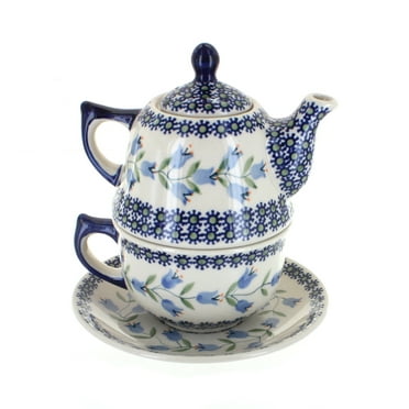 Addison Dusty Blue Floral Tea For One Set Walmart