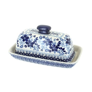 Free Shipping! Blue Rose Polish Pottery Vintage Blue Daisy Butter Dish ...