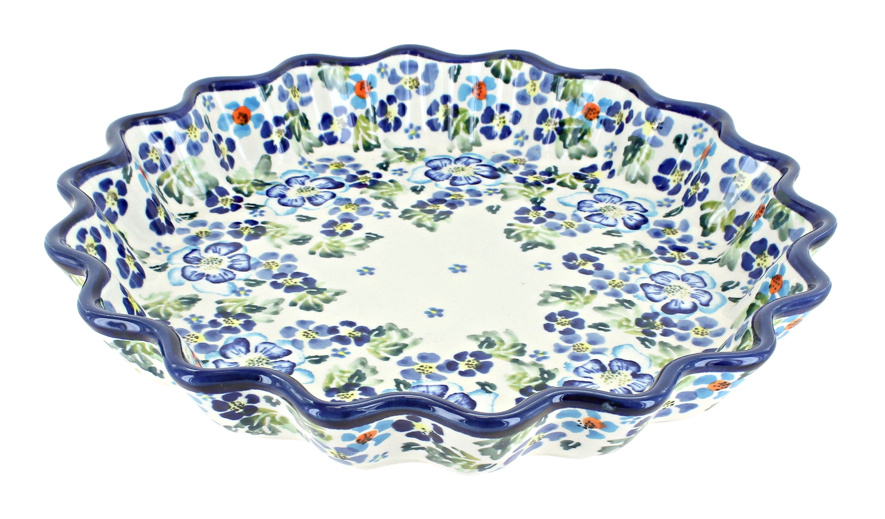 Blue Rose Polish Pottery Vintage Violet Quiche Dish - Walmart.com