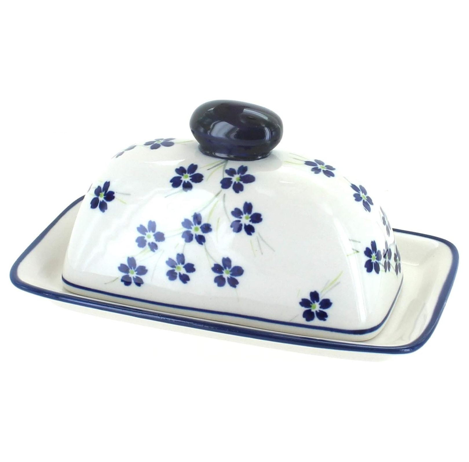 Blue Rose Polish Pottery Willow Butter Dish - Walmart.com