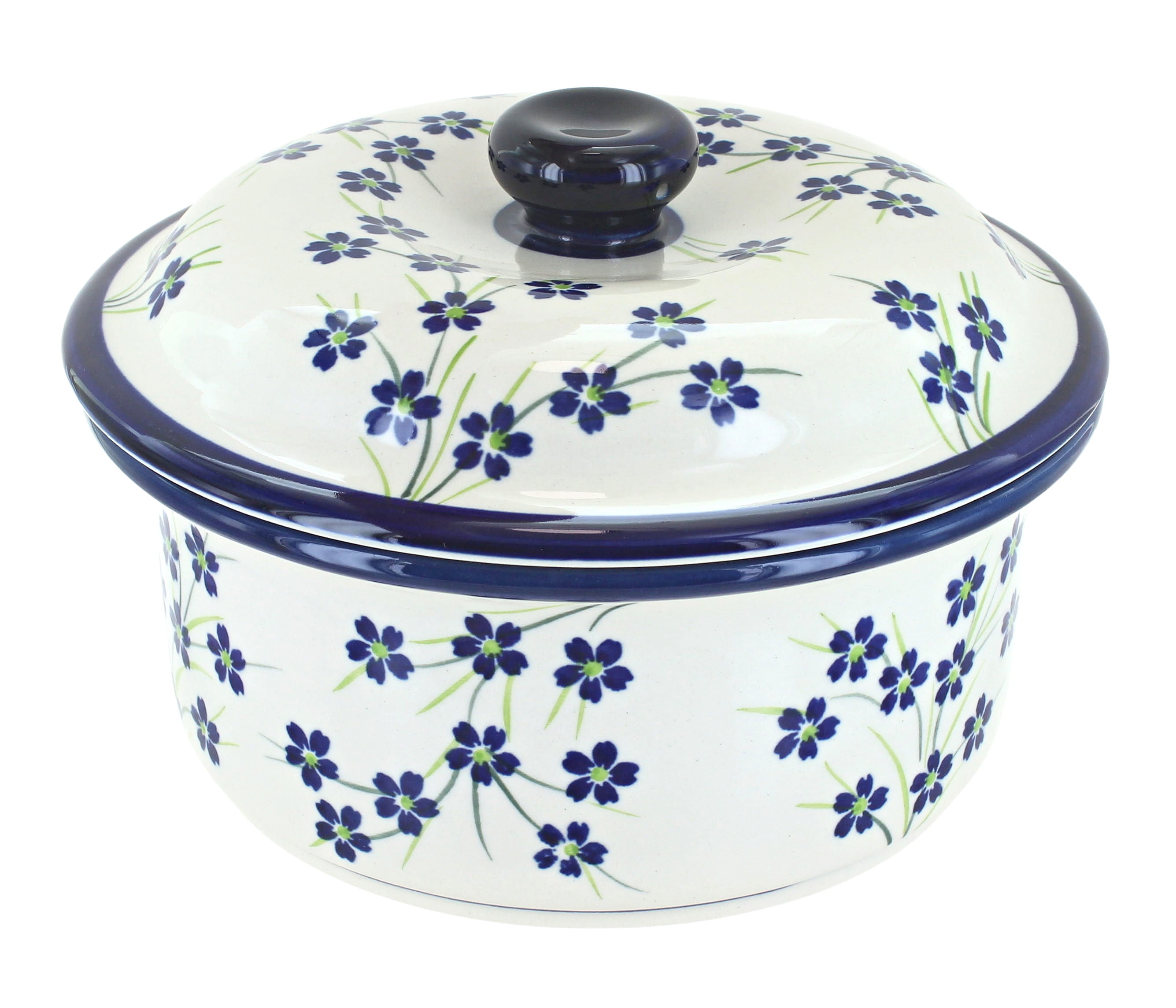 Blue Rose Polish Pottery Willow Round Baker with Lid - Walmart Business ...