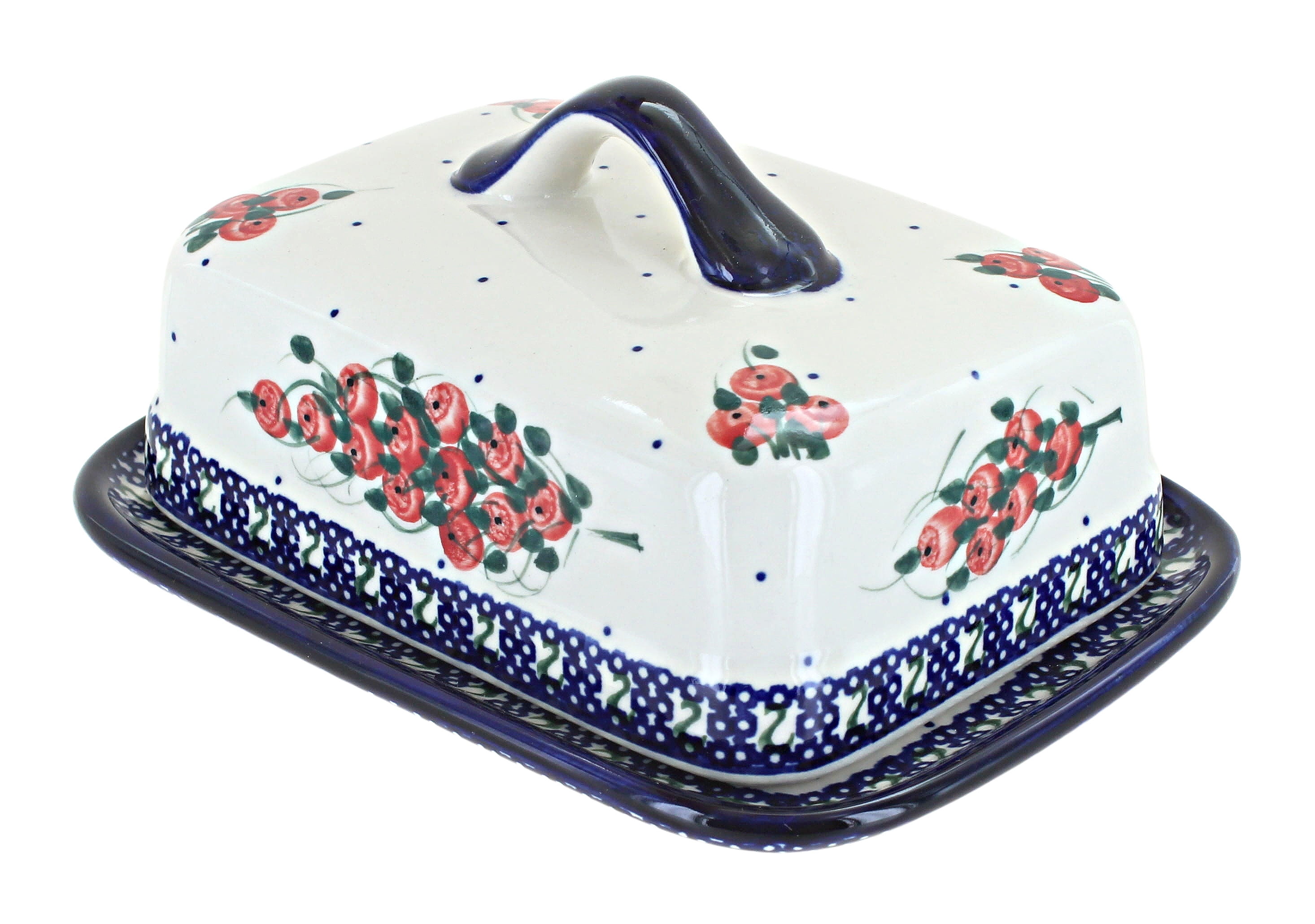 Blue Rose Polish Pottery Winterberry Square Butter Dish - Walmart.com