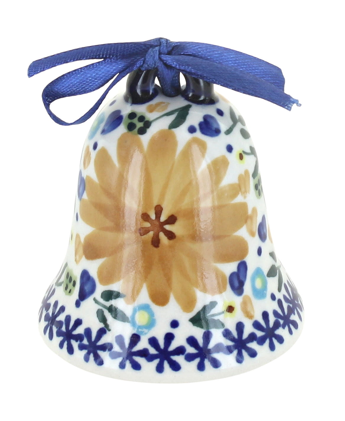 Blue Rose Polish Pottery Yellow Daisy Bell - Walmart.com