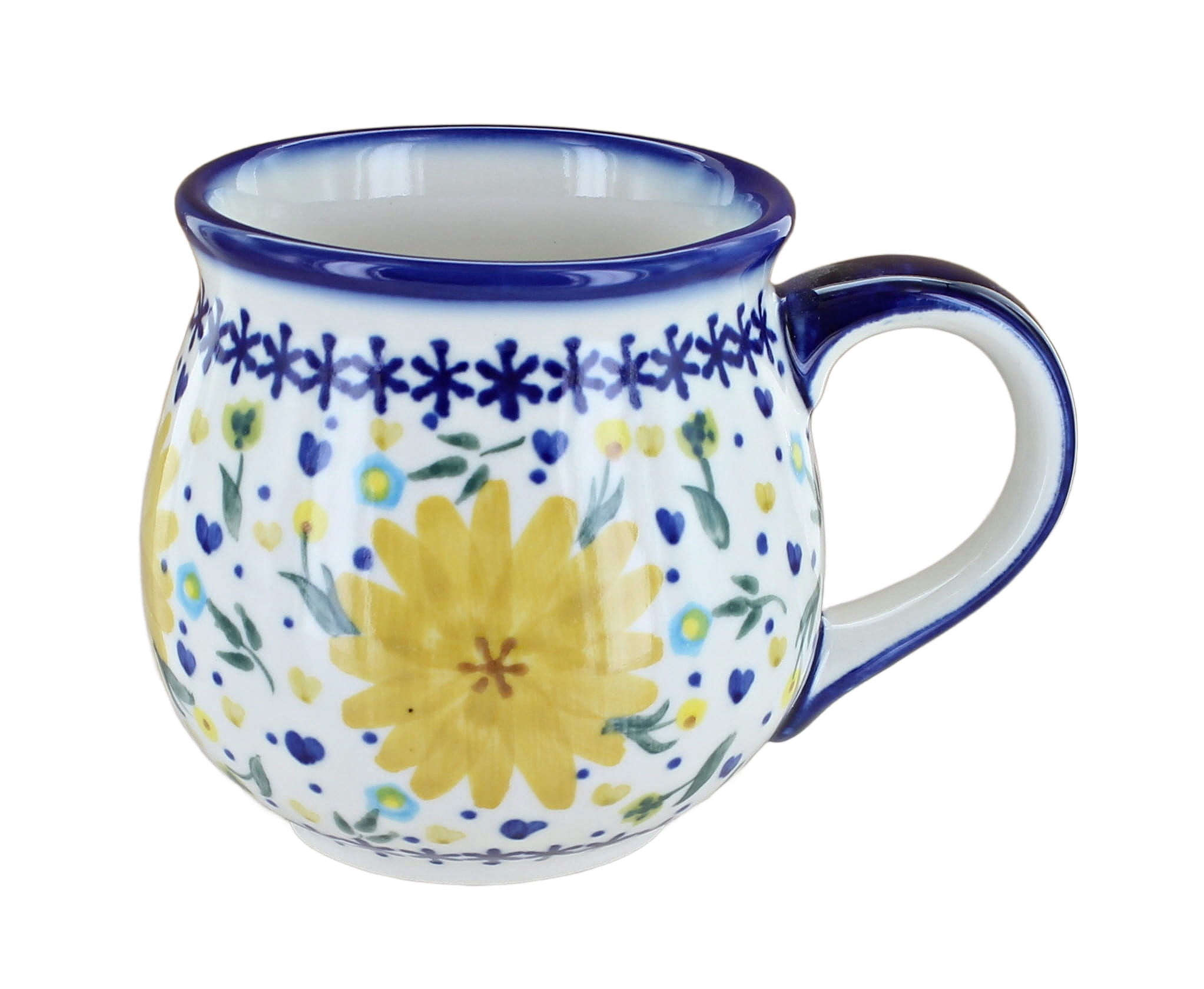 Blue Rose Polish Pottery Yellow Daisy Bubble Mug - Walmart.com