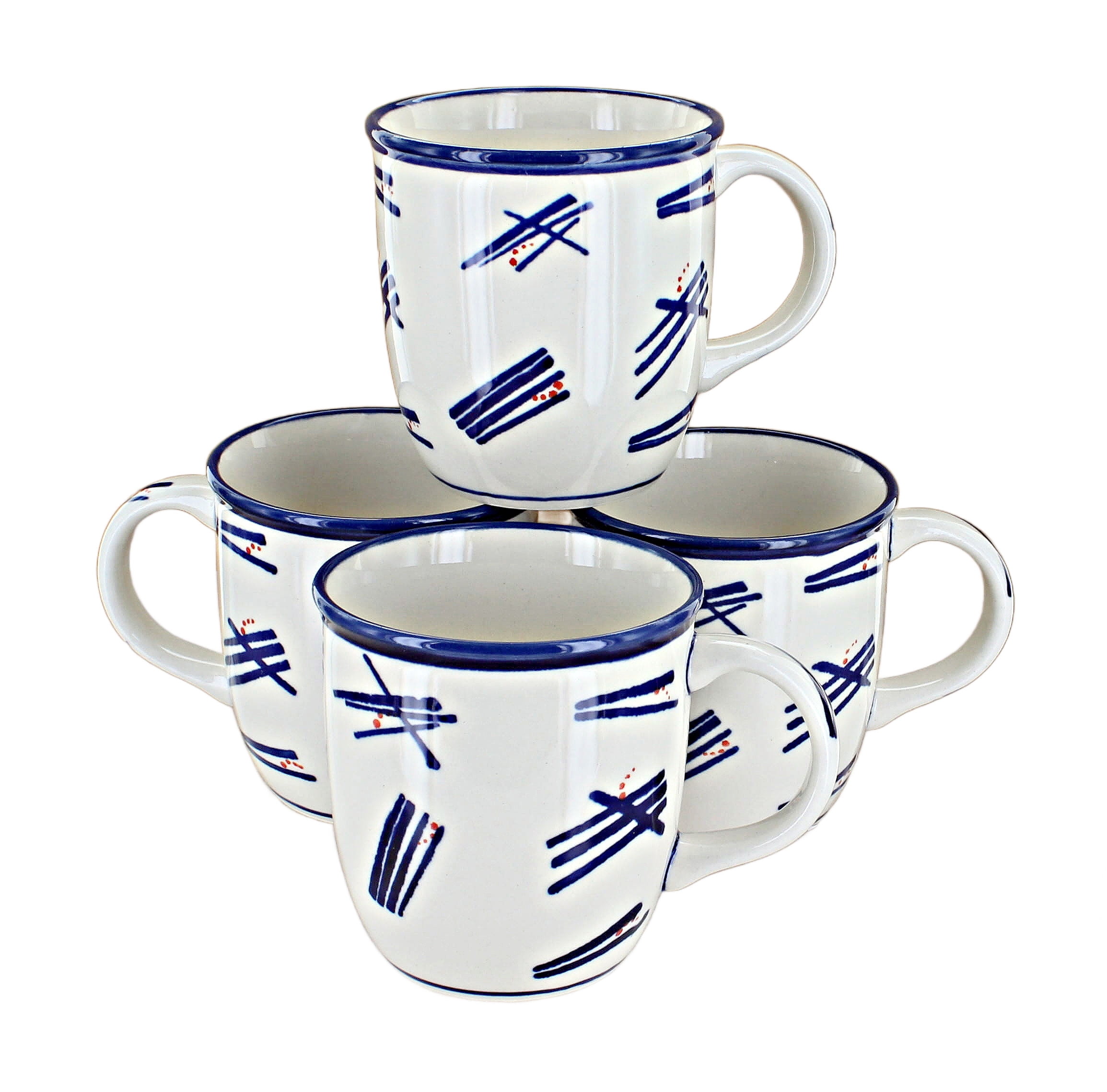 Blue Rose Polish Pottery Zoe 4 Piece Mug Set - Walmart.com