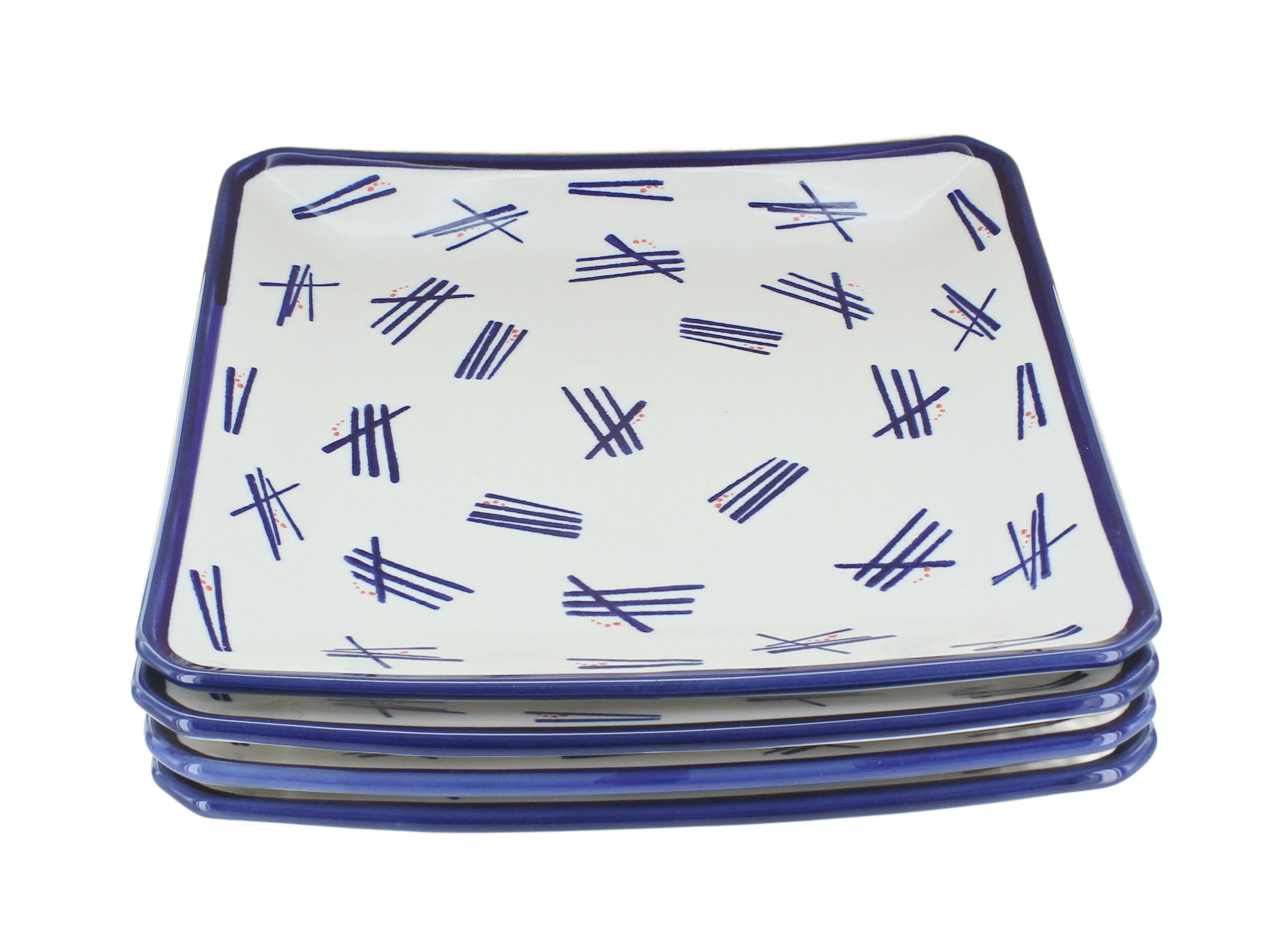 Blue Rose Polish Pottery Zoe Square Dinner Plate Set - Walmart.com