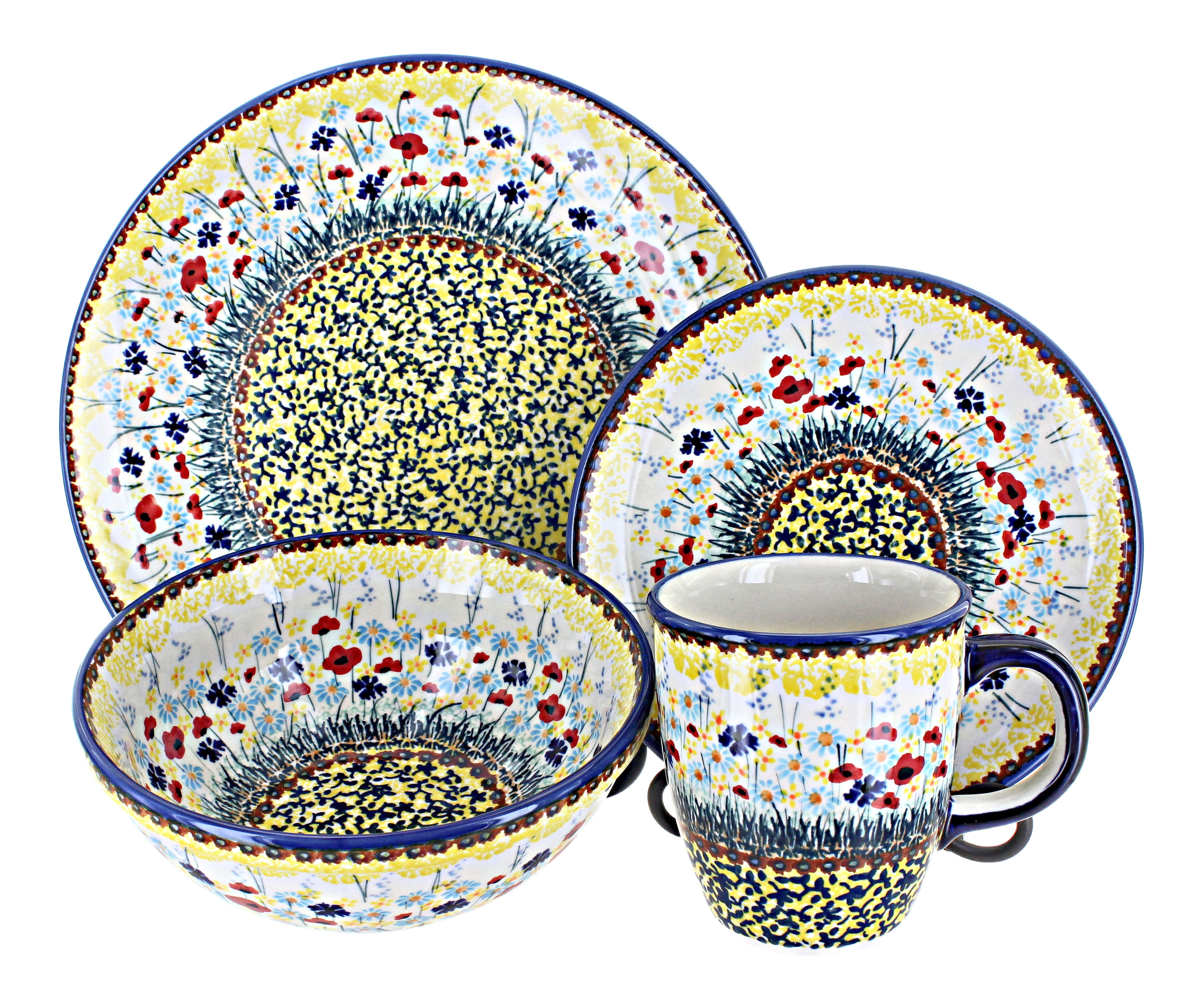 Blue Rose Pottery 16-piece Prairie Garden Dinnerware Set - Walmart.com