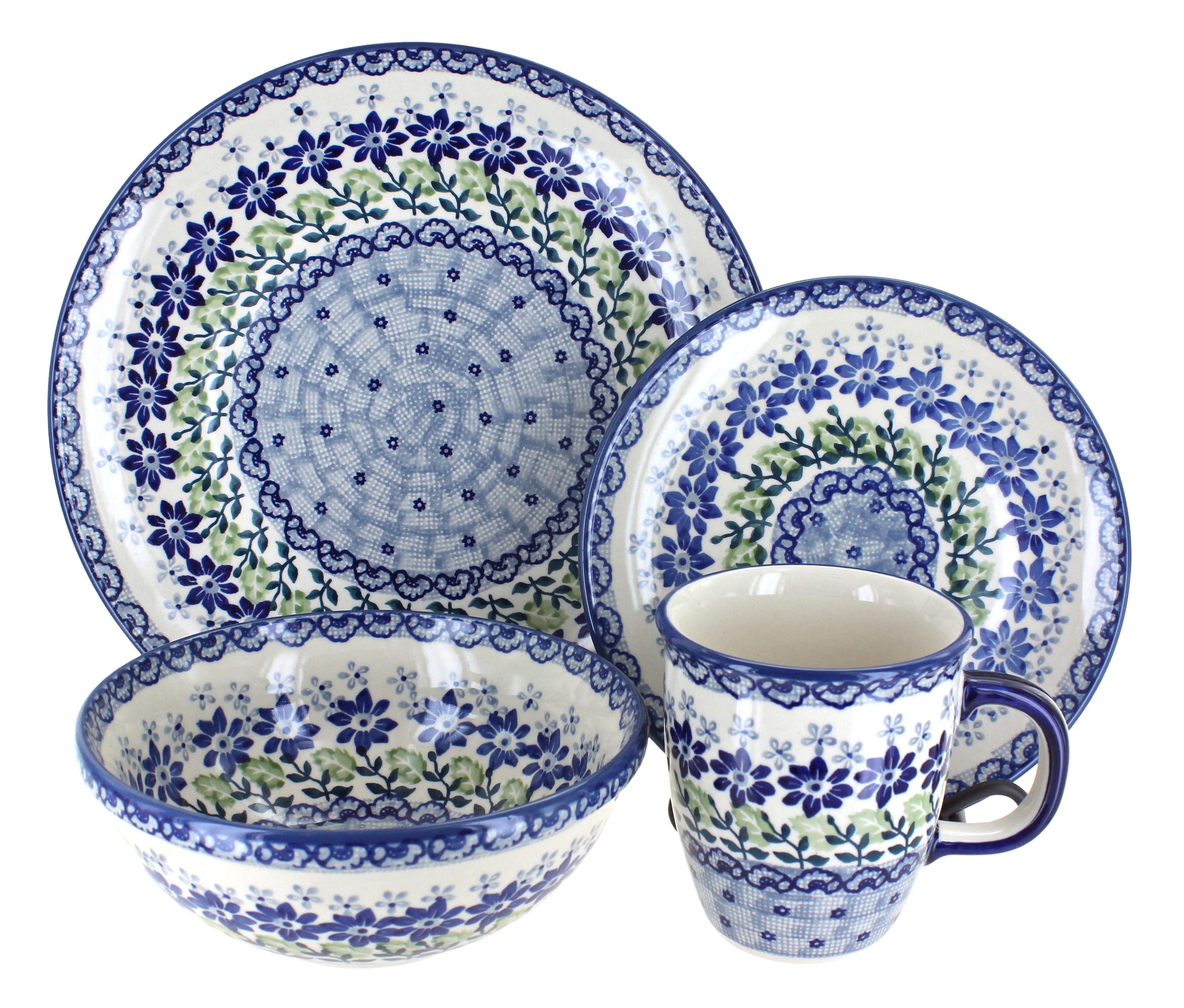 Blue Rose Pottery Halsey Dinnerware Set, 16 Pieces - Walmart.com