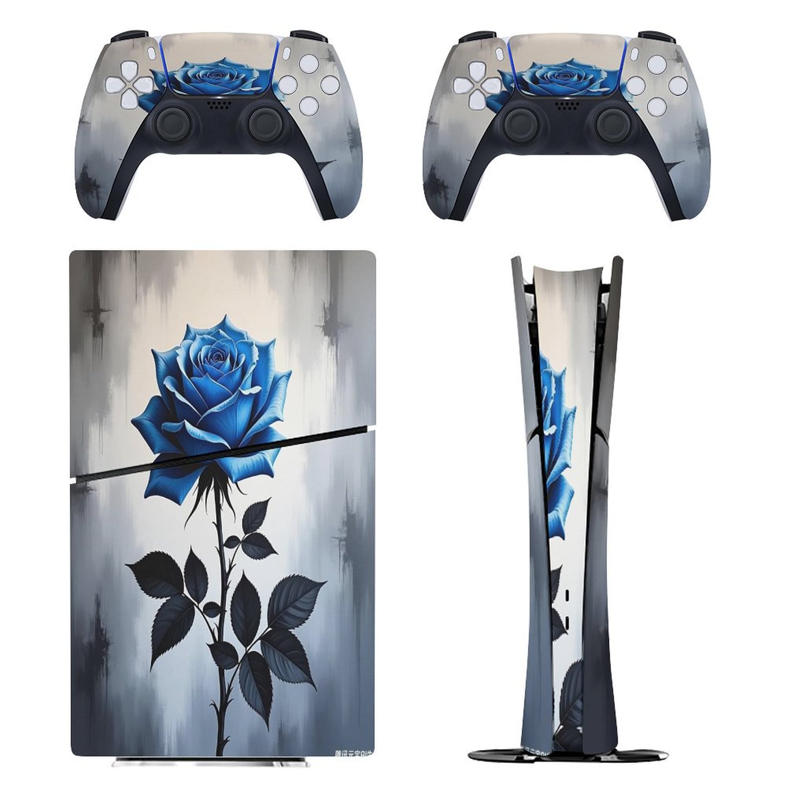 Blue Rose Romantic PS5/PS5 Slim Digital Disc Skin Sticker For Console ...