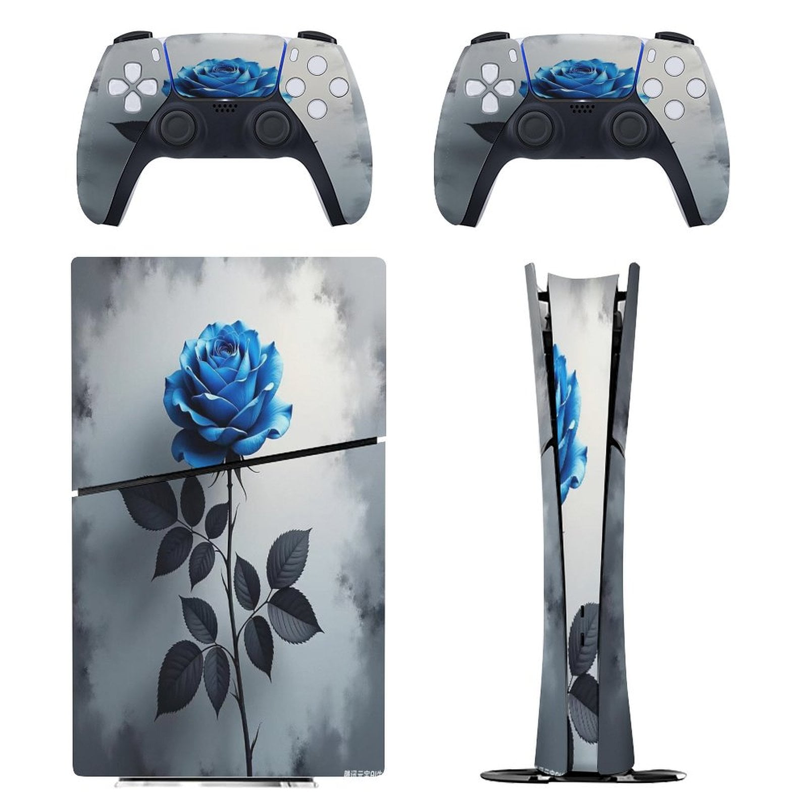 Blue Rose Romantic Print PS5/PS5 Slim Digital Disc Skin Sticker For ...