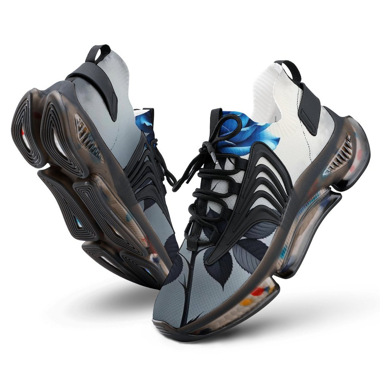 Blue Rose Romantic Print Walking Shoes for Men Woman Lightweight Tennis ...