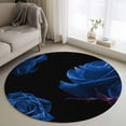 Blue Rose Round Area Rug 4ft, Vintage Abstract Garden Flower Floral ...