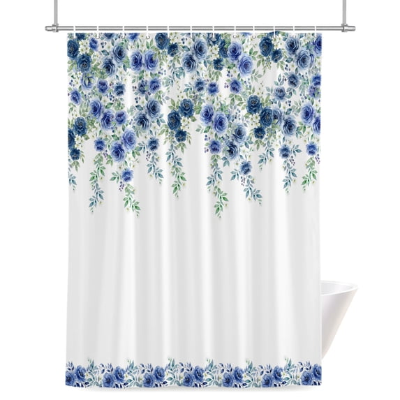 Blue Rose Shower Curtains for Bathroom, Country Blue Flower Floral ...