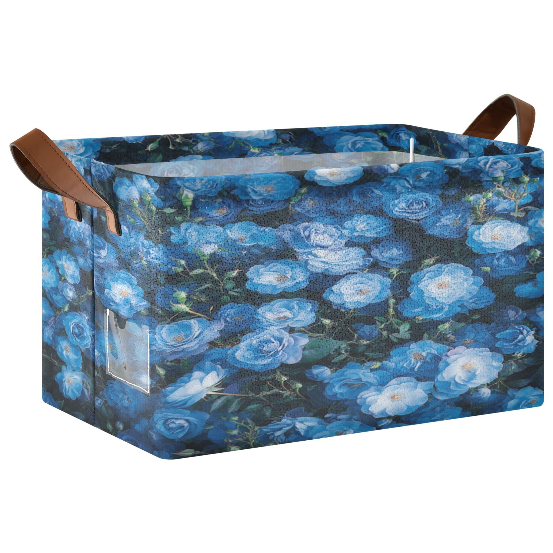 Blue Rose Storage Basket Soccer Plaid Fabric Hoard Box Oversized ...