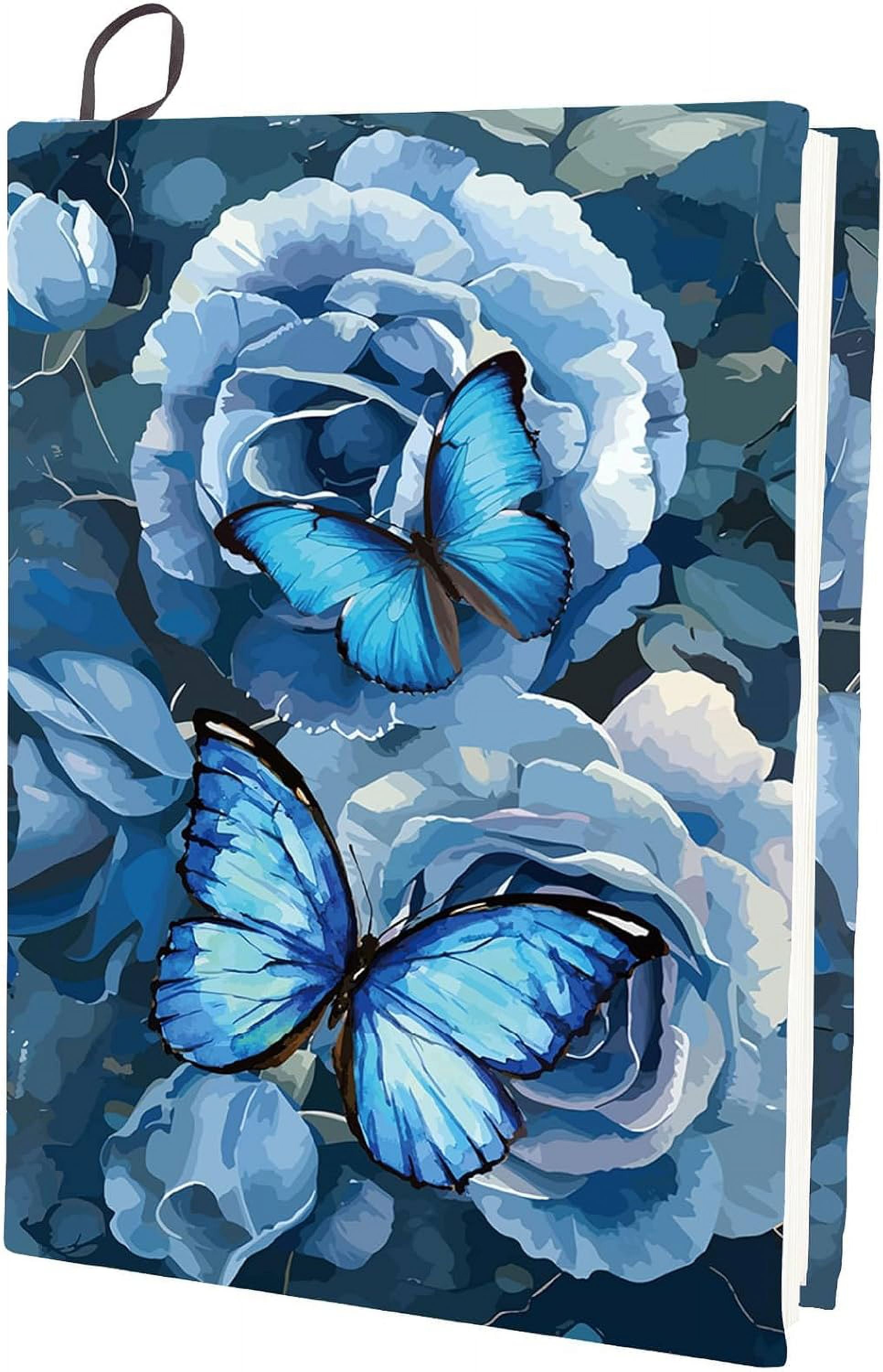 Blue Rose Stretchable Book Cover Butterfly Flower Washable Reusable ...
